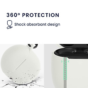 kwmobile Case Compatible with Google Pixel Buds Pro Case - Silicone Cover Holder for Earbuds - White