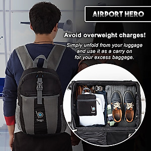 bago Lightweight Small Hiking Backpack for Women and Men - 25L Travel Day Pack - Foldable Hiking Daypack Ultralight for Camping Outdoor Sports - Day Bag Packable Backpack for Travel (Black)