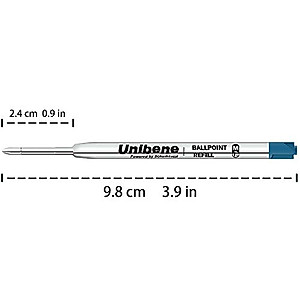 Unibene Parker Compatible Ballpoint Refills 12 Pack,1.0mm Medium Point-Blue, Smooth Writing Replaceable German Ink Tactical Pen Refills for Parker Ballpoint/UZI Pen