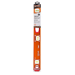 Swanson Tool Co SVI24M 24 inch Savage Anodized Aluminum Magnetic I-Beam Level with SUPERSHOCK™ End Caps and 3 Bubble Vials for 0°/90°/45° Measurements —Contractor Series,Black