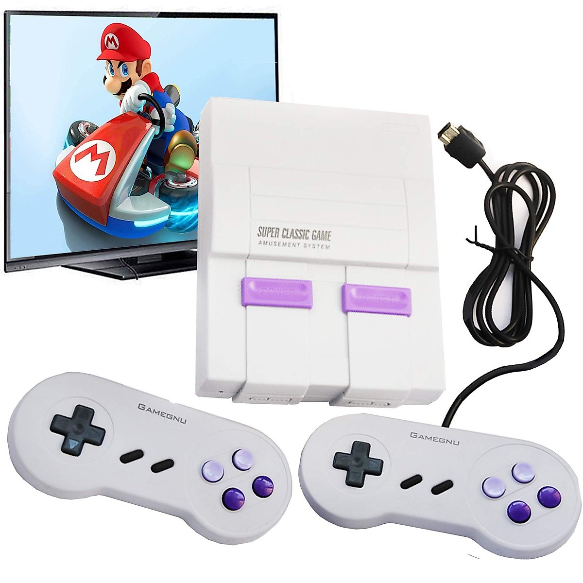 JAOK Classic Handheld Game Console, Built-in 620 Classic Games and 2X4 NES Classic Button Controller Av Output Video Games (620AV)
