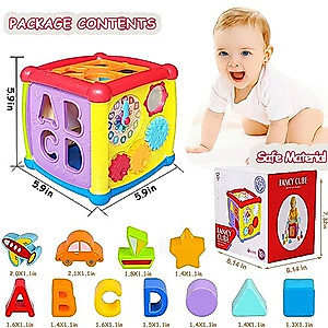 Gzolxkwin Activity Cube Baby Toys 6 to 12 Months,6-in-1 Early Learning Montessor Toys for 1 Year Old Shape Sorter Piano Keyboard Light Up Music Toddlers Toys for 1 2 Years Boys Girls Gifts