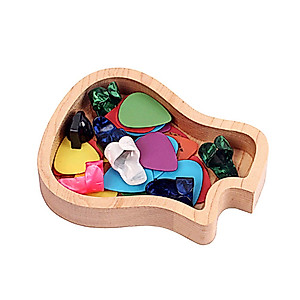 ARTIBETTER Guitar Wood Picks Box Guitar Shaped Guitar Pick Storage Plectrum Container for Guitar Standard Picks Home Small Item Organizer