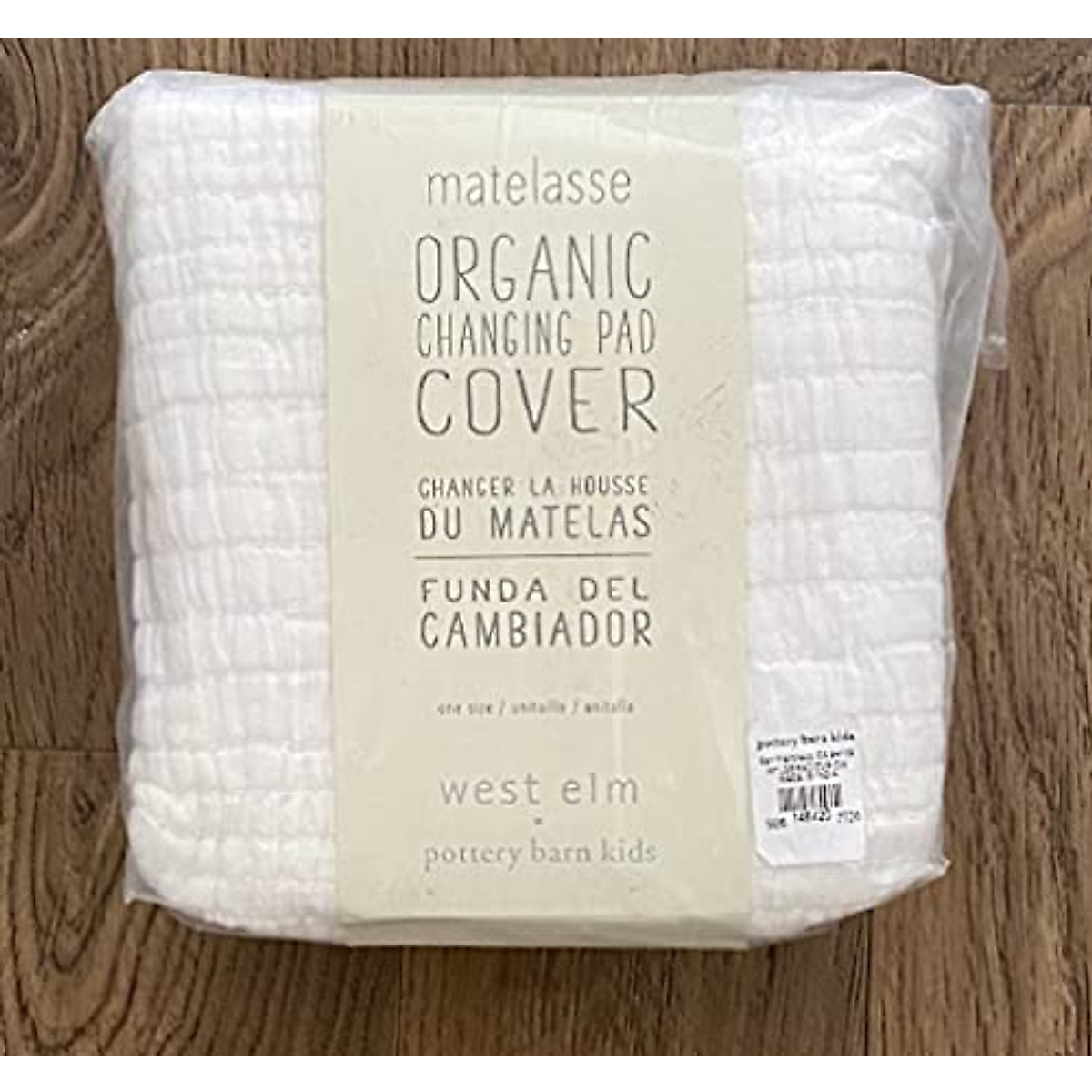 Pottery Barn Kids 100% Organic Cotton Waterproof Contour Diaper Changing Pad for Dresser Top, Baby Changing Pad Cover ONLY (Stone White)
