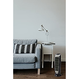 Lasko Portable Electric 1500 Watt Room Oscillating Ceramic Tower Space Heater with Remote, Adjustable Thermostat, Digital Controls, and Timer, Black