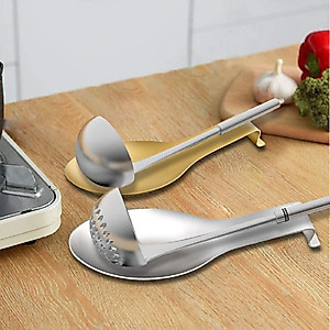 New Stainless Steel Spoon Rest,Kitchen Utensil Spoon Holder,Spatula Ladle Holder,spoon holder for stove top, spoon rest for kitchcen Countertop Heavy Duty Gift for mom freinds(Silver 1PC)