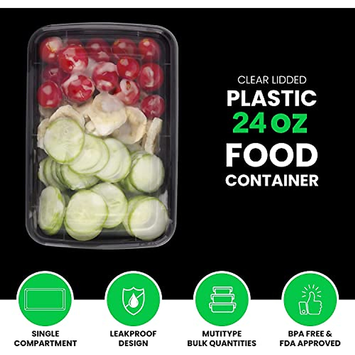 WGCC Meal Prep Containers, Food Storage Containers with Lids, To Go Containers, BPA Free, Stackable, 24oz, Microwave/Dishwasher/Freezer Safe