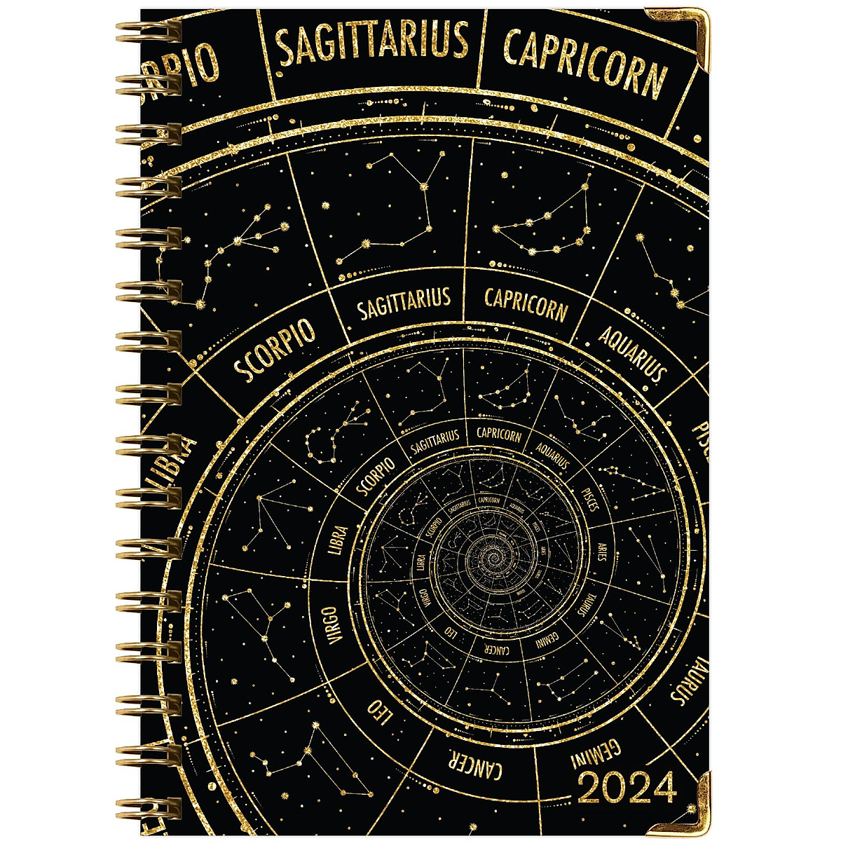 HARDCOVER 2024 Planner: (November 2023 Through December 2024) 5.5"x8" Daily Weekly Monthly Planner Yearly Agenda. Bookmark, Pocket Folder and Sticky Note Set (Zodiac)