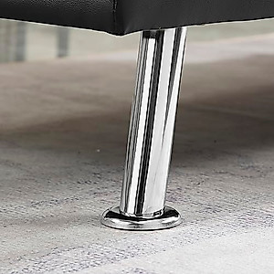 Convertible Sofa Bed Adjustable Couch Sleeper Modern Home Recliner Reversible Loveseat Folding Daybed Guest Bed for Living Room,PU,2 Cup Holders,3 Angles,Metal Legs,600lb Capacity