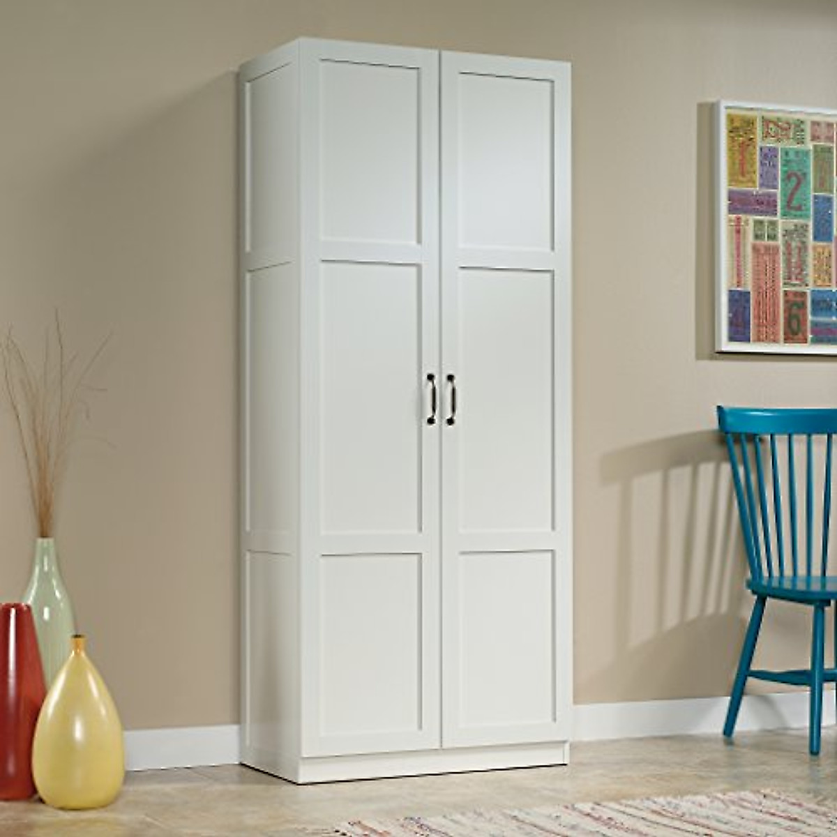 Sauder Select Storage Cabinet, L: 29.61" x W: 16.02" x H: 71.50", White Finish