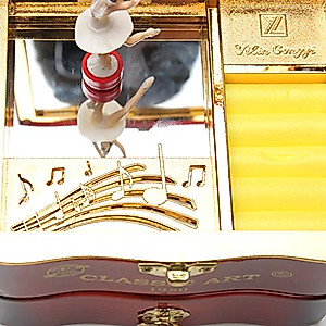 Musical Jewellery Box with Classic Rotating Ballerina Dancer Music Box Necklace Ring Storage Organizer with Mirror for Women Girls Brithday Gifts