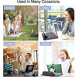 12 inch Screen Magnifier, 3D Smart Mobile Phone Screen Amplifier with Foldable Holder Stand for Any Smart Phone to Watch Your Movies and Videos, Black, F3