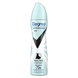 Degree UltraClear Antiperspirant Deodorant Dry Spray Anti White Marks and Yellow Stains Black+White Deodorant for Women 3.8 oz