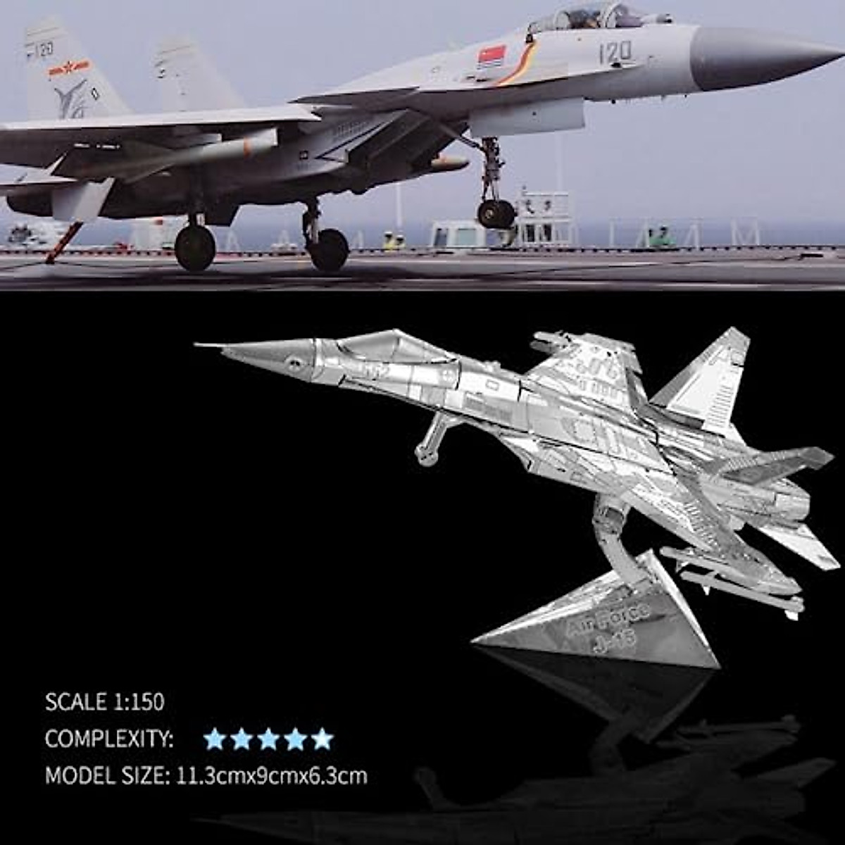 JOMIOD 3D Metal Model Kits, J20 Jet Military Airplane Model Building Kits for Teens Men Hobbies Toys, 3D Metal Puzzle for Adults DIY Brain Teaser Puzzles, Great Birthday Gifts (J-15)