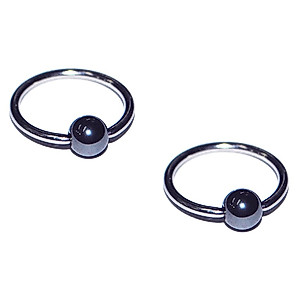 2x Pieces 14 16 Gauge 14g 16g 316L Stainless Steel Circular Hematite Captive Bead Ring Body Piercing CBR Septum Nipple Tragus Ring Cartilage Earring Inch Set of 2 (14g-1/2" Diameter-4mm Bead)