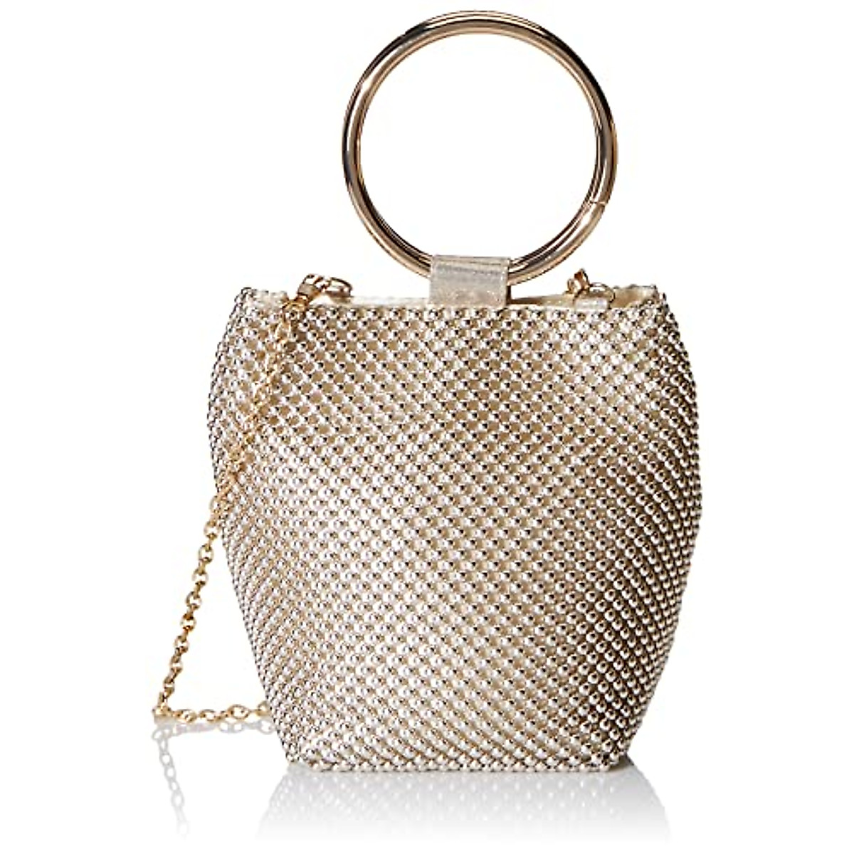 Jessica McClintock womens Jessica Mcclintock Gwen Ball Mesh Ring Wristlet Pouch Clutch Evening Bag, Gold, One Size US