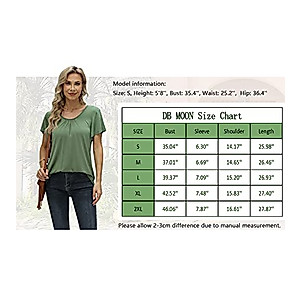 DB MOON Womens 2023 Summer Tops Casual Ruffle Short Sleeve T Shirts Shirred Crewneck Tunic Loose Fit Blouses XL, Pink