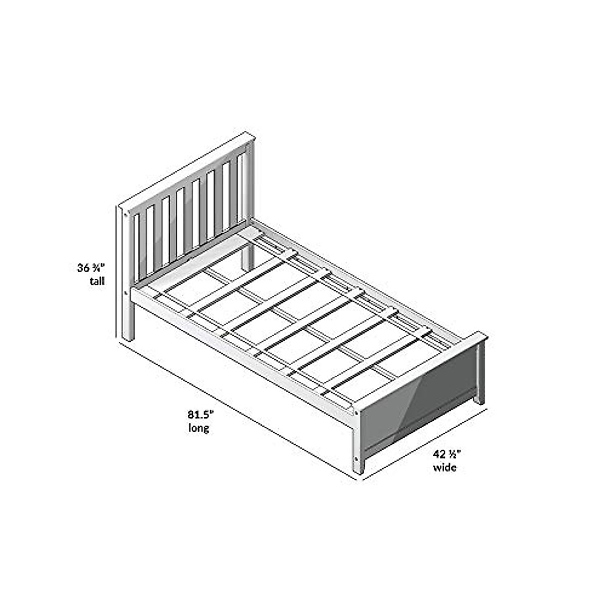Max & Lily Twin Bed, Wood Bed Frame with Headboard For Kids, Slatted, Espresso