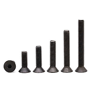 RoyceMart M6 x 20mm (30 Pack) Flat Head Socket Head Cap Screws, Grade 10.9 Black Oxide Finish, Machine Screws Full Thread Coverage