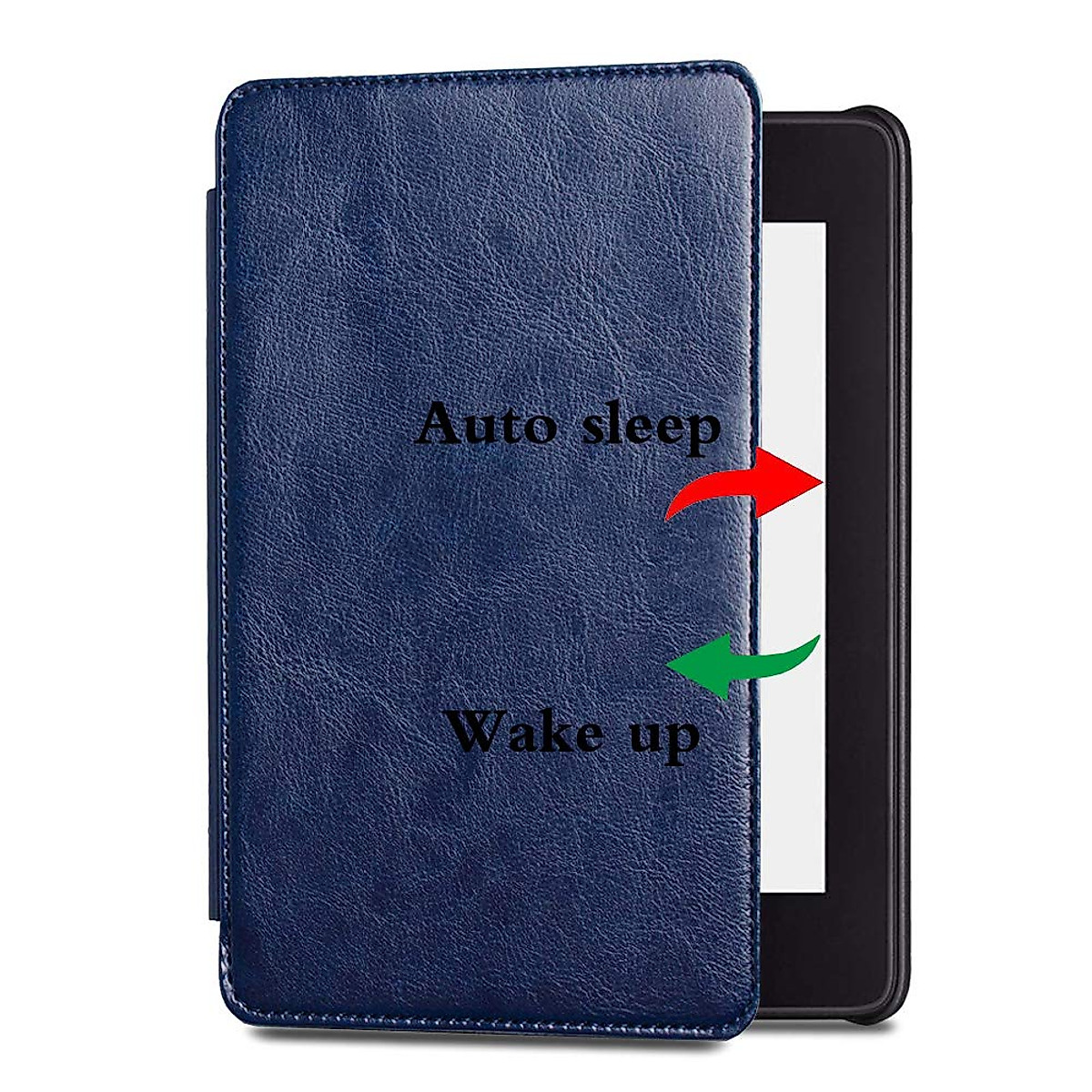 ISeeSee All-new Kindle Paperwhite Water-Safe Fabric Cover (10th Generation-2018),Holding Case PU Leather E-Reader Smart Cover with Auto Sleep/Wake for Amazon All-New Kindle Paperwhite 2018 DarK Blue