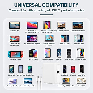 MacBook USB C Charger for MacBook Air/MacBook Pro/Mac Charger USB C Laptop Chargers, 96W Mac Book Pro Charger Block, USBC Computer Power Adapter, Included Type C Cable
