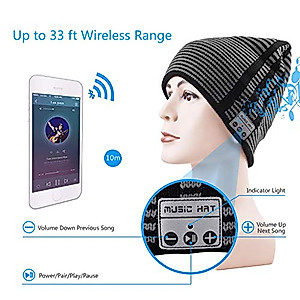 HaetFire Wireless Music Beanie Hat with Bluetooth Headphones Earphone Winter Warm Knit Running Cap Speakers Mic for Men Women Outdoor Fitness (Stripe)