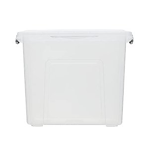Home Basics Plastic Storage Box With Handle, Clear | Locking Tabs | Stackable Storage | Easily See Contents (23.5 Liter)