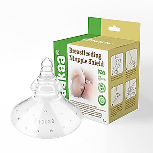 haakaa Breastfeeding Nipple Shield - Protect Sore, Inverted Nipples for Breastfeeding Mom, Non Slip Nipple Teat, Variable Flow Non-Toxic - Round Shape