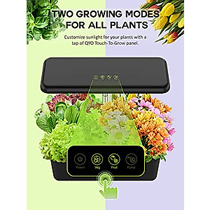 Hydroponics Growing System, QYO 9 Pods Herb Garden with 70 LEDs Full-Spectrum Plant Grow Light, Hydroponic Herb Garden with 4.5L Water Tank, 19.7'' Height Adjustable Gardening System, Black, QYO10