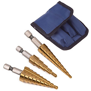 3pcs 4-12 4-20 3-12mm Step Drill Bits High Speed Steel Cone Titanium Coated Tool Sets Metal wood plastic Hole Cutter