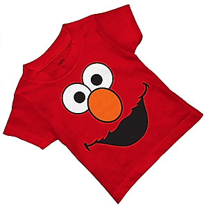 Sesame Street Short Sleeve T-Shirt Short Sleeve Tee - Elmo & Cookie Monster Big Face Tee (Elmo, 3T)