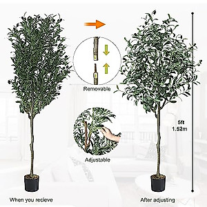Chantoo Olive Tree 5FT Olive Trees Artificial Indoor Faux Olive Tree Artificial Olive Tree for Office Home Decor Faux Plants Indoor Tall Fake Plants with Realistic Trunk and Lifelike Fruits