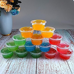 TashiBox 400 Sets - 2 oz Jello Shot Cups with Lids, Small Plastic Portion Cups with Lids, Disposable Condiment Containers for Sauce