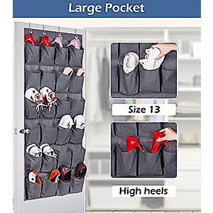 MISSLO Sturdy Fabric Hanging Shoe Organizer Over the Door Shoe Rack 24 Large Pockets Closet Holder Hanger Storage with 4 Metal Hooks for Men Sneakers Women High Heels Slippers