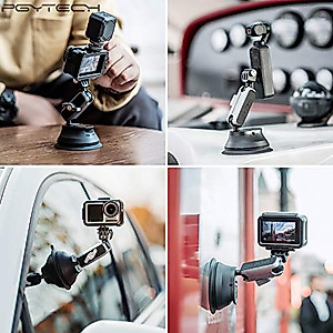 Suction Cup Mount, with 1/4"-20 Standard Thread Adapter, Perfect Compatible for Gopro 11/10/9/8/7/6/5/4, DJI OSMO Action 3, 2, Pocket 2, Insta360 ONE RS, R, ONE X3, X2, Double Ball Head Mechanism