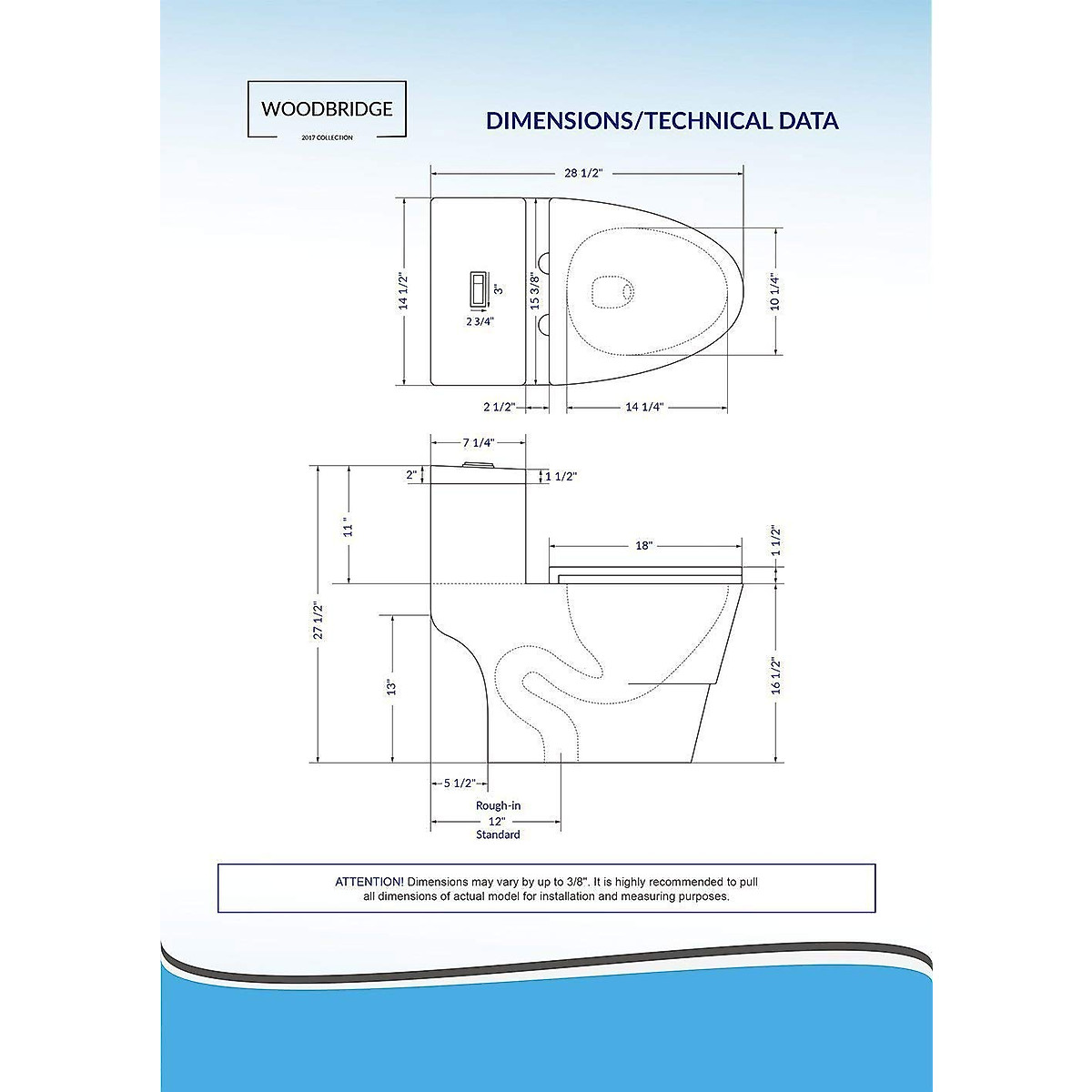 WOODBRIDGE One Piece Toilet with Soft Closing Seat, Chair Height, 1.28 GPF Dual, Water Sensed, 1000 Gram MaP Flushing Score Toilet with Chrome Button T0001-CH, White