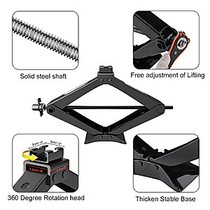 IMAYCC Scissor Jack for Car/SUV/MPV - Heavy Duty 3.0 Ton (6614 lbs) Car Jack kit with Hand Crank Trolley Lifter, Portable Emergency Tire Change kit with Wheel Wrench.
