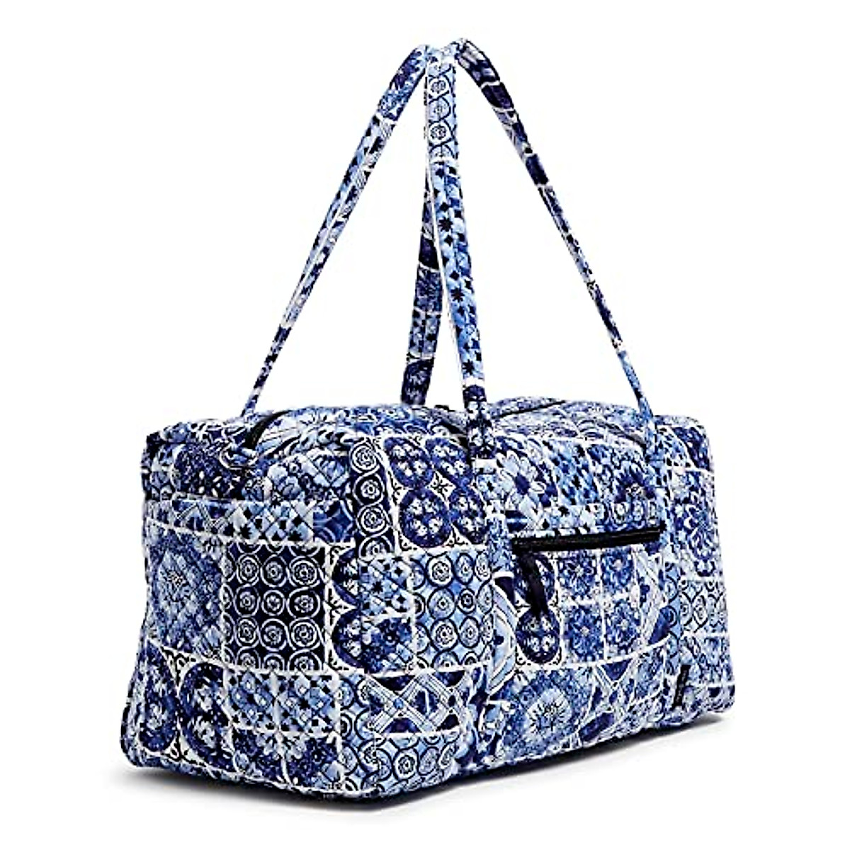 Vera Bradley Women's Cotton Large Travel Duffel Bag, Island Tile Blue - Recycled Cotton, One Size