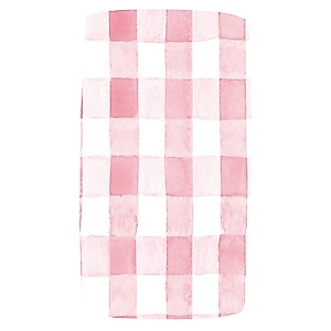 Dear Baby Gear Deluxe Crib Sheet Cotton Polyester Baby Crib Sheets, Soft Machine-Washable Crib Mattress Sheet, Baby Bed Sheets - Watercolor White Pink Plaid - 52"x28"x10"
