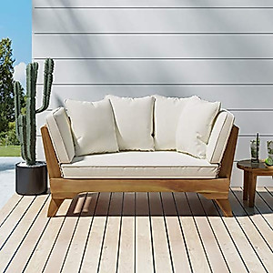 Christopher Knight Home Patrick Outdoor Acacia Wood Expandable Daybed with Water Resistant Cushions, Teak