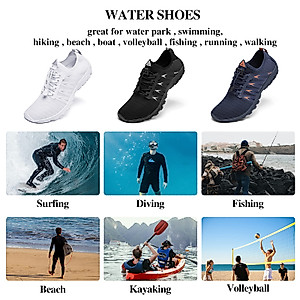 Racqua Mens&Womens Water Shoes Swim Shoes Beach Sport Quick-Dry Aqua Shoes Barefoot for Boating Fishing Hiking Diving Surfing Pool River White 7.5W/6.5M