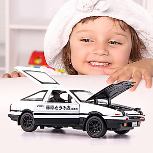 BDTCTK 1/32 AE86 Initial D Model Car, Zinc Alloy Pull Back Toy car with Sound and Light for Kids Boy Girl Gift(Black)