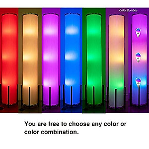CAUDTK Column Floor Lamps Remote Control Dimmable 61 Inch 3 Smart Light Bulbs Color Changing Modern LED RGB Tall Standing Lamp for Living Room Bedroom Kids Room