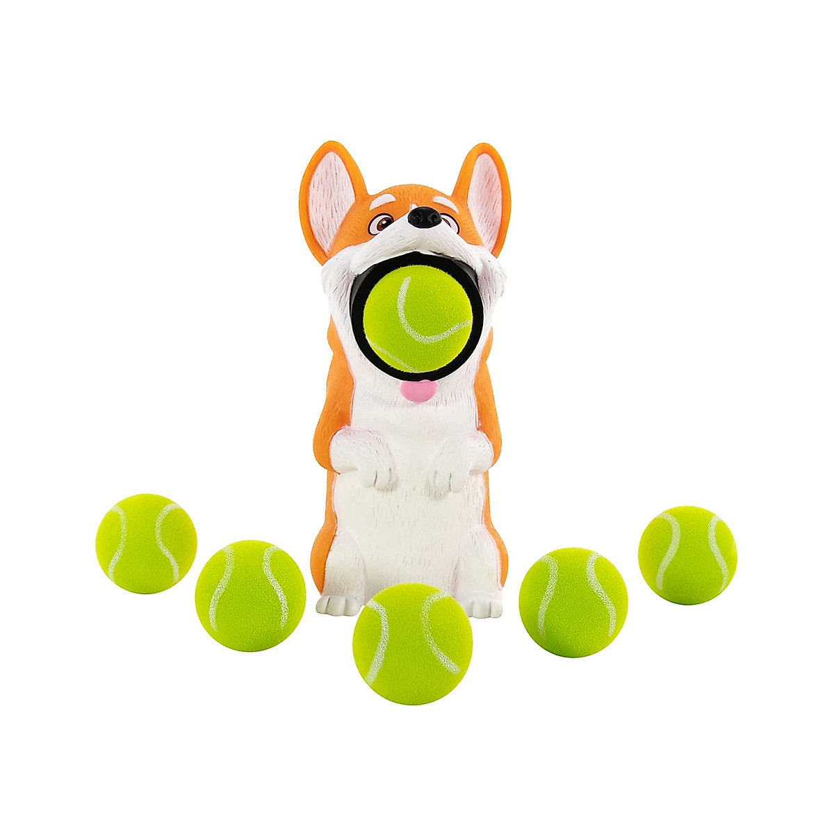 Hog Wild Corgi Ball Popper Toy - Includes 4 Soft Foam Balls - Squeeze to Pop Air Powered Balls Up to 20 Feet - Launcher Safe for Indoor/Outdoor Play - Party Favor Gift for Kids, Girls, Boys Ages 5+