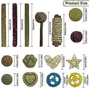 Rabbit Toys Guinea Pig Toys Bunny Toys 23PCS, Rabbit Chew Toys for Teeth Care, Natural No Strong Smell Timothy Hay Sticks Chew Treats and Balls for Bunny, Rabbit, Guinea Pig, Chinchilla, Hamster