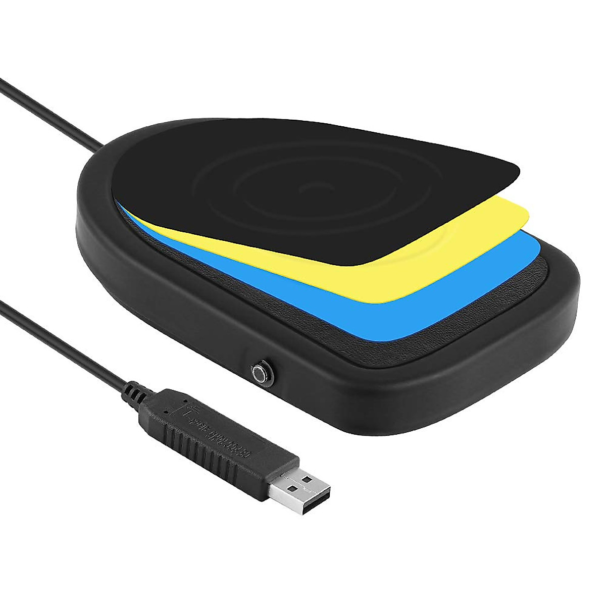 iKKEGOL USB Foot Pedal Switch Gaming, Black Metal Single HID Action Programmable Digital Hand Control Keyboard Mouse with 3 Color Rubber Mat