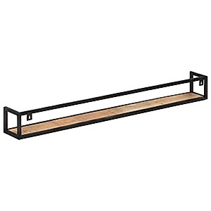 Floating Shelves Set of 2, 63 Inch Wall Mounted Storage Shelves, Solid Wood Wall Shelves with Metal Bracket, Sturable and Durable Hanging Shelves Display Rack for Bedroom Living Room Multicolor