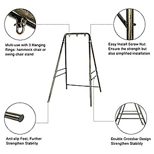 ONCLOUD Upgraded Hammock Chair Stand Metal Swing Stand Frame, Heavy Duty Steel Hammock Stand Only for Porch, Backyard, Indoor or Outdoor, Antique Bronze Finish