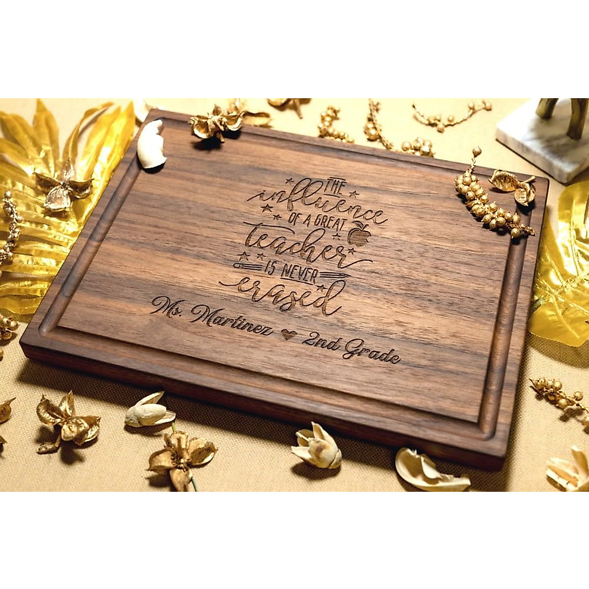 Walnut Artisan Personalized Cutting Boards, Custom Appreciation Gift Idea, Wood Engraved Charcuterie Board for First Grade, Teacher Design 104