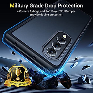 Humixx Translucent Matte for Samsung Galaxy Z Fold 4 Case, [Mil-Grade Protection] [Anti-Fingerprint] Silky Touch Hard PC Back & Non-Slip Soft TPU Edge, Airbag Shockproof for Z Fold 4, Black